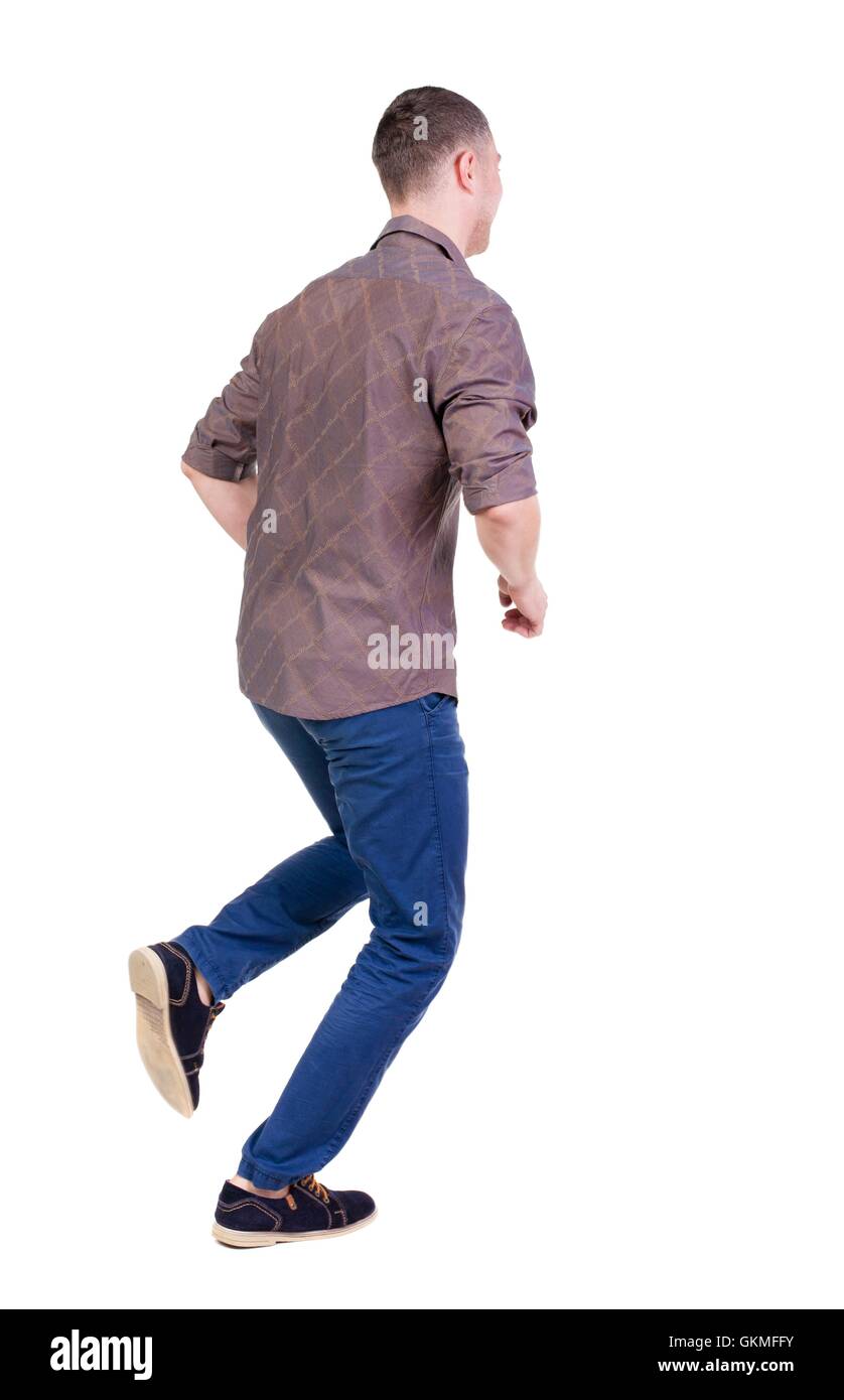 Man running back view jeans hi-res stock photography and images - Alamy