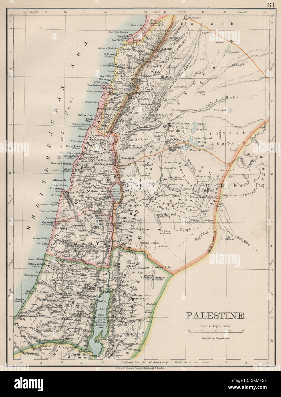 PALESTINE. Galilee Samaria Judea Perea Phoenicia Decapolis. JOHNSTON ...