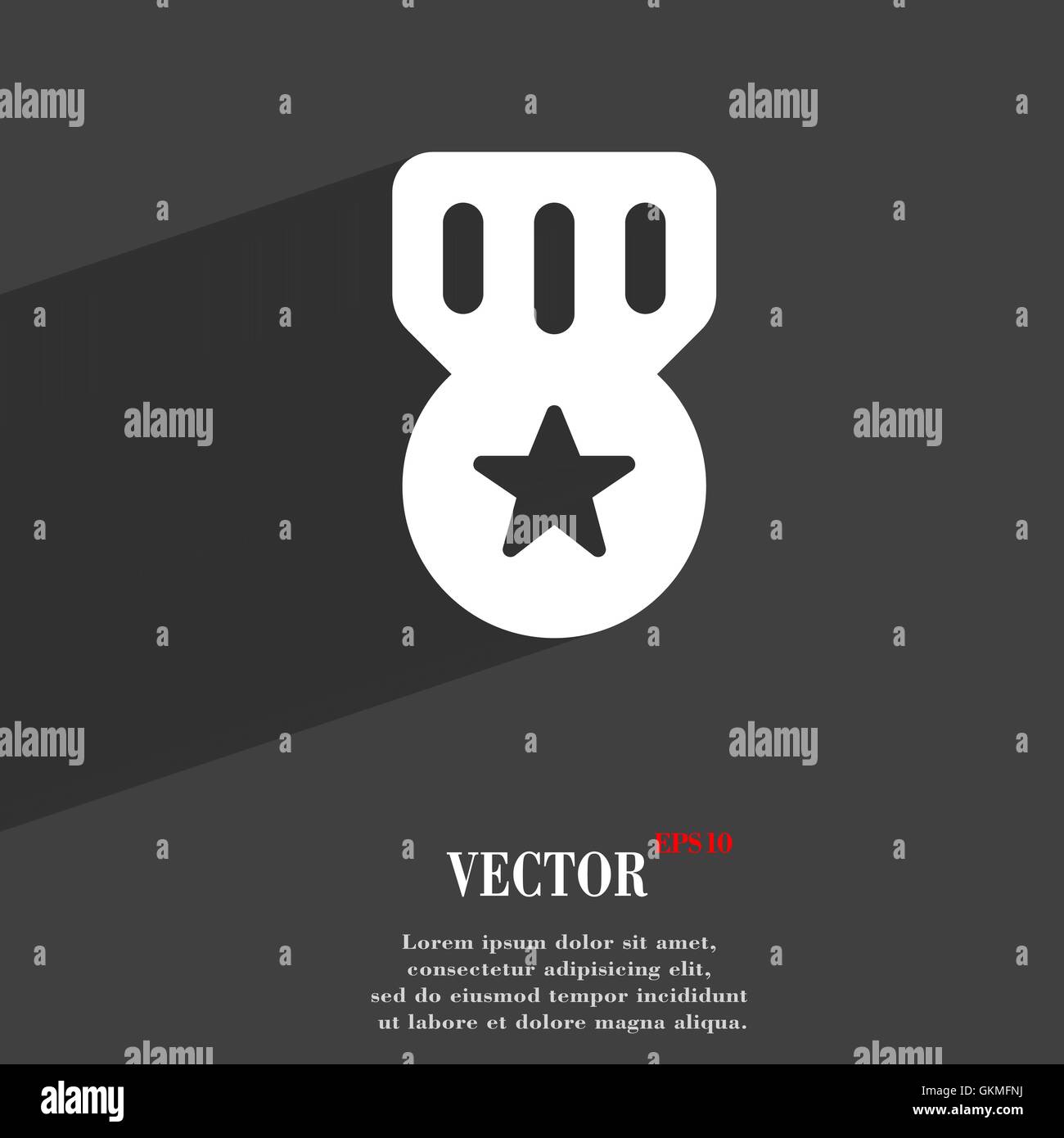 Award, Medal of Honor icon symbol Flat modern web design with long ...