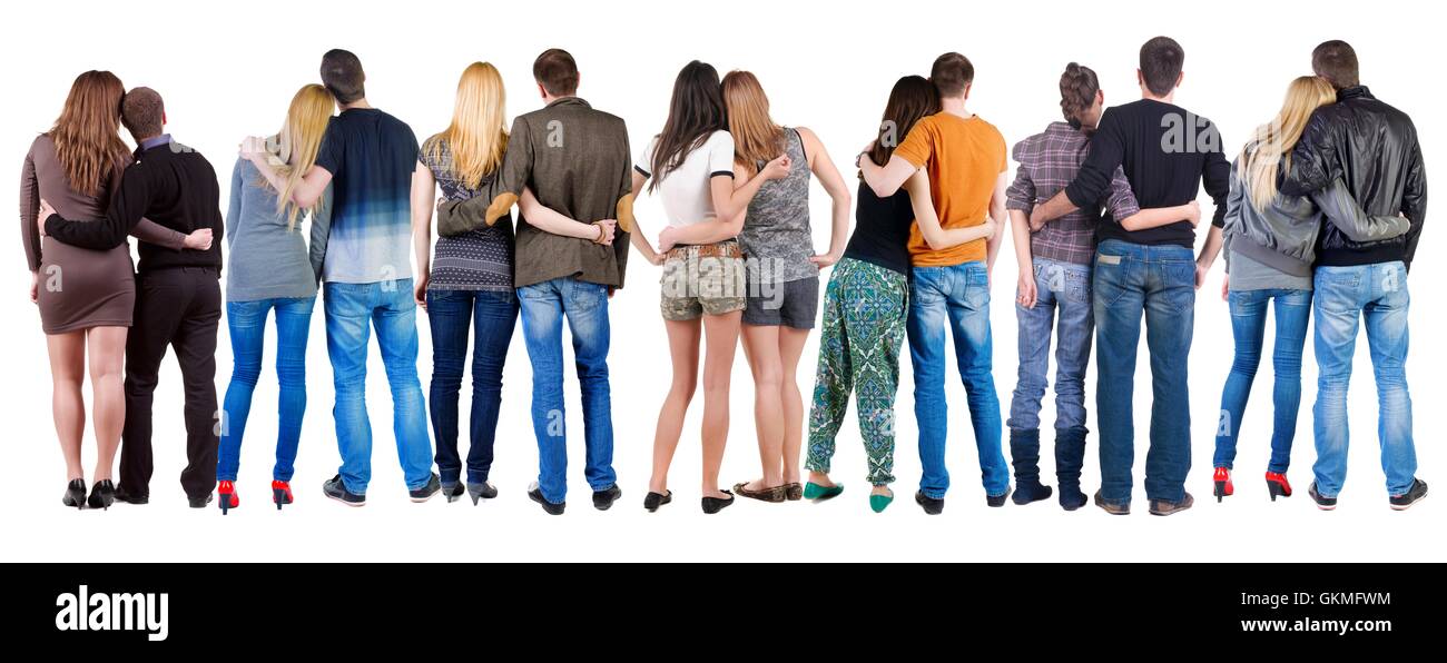 Back view group of couple Stock Photo - Alamy