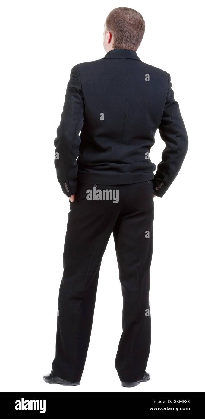back view of adult man in black suit watching Stock Photo - Alamy