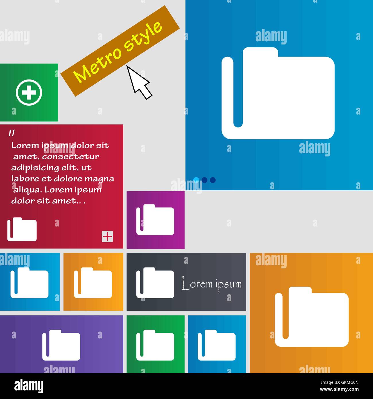 Document folder icon sign. Metro style buttons. Modern interface website buttons with cursor ...