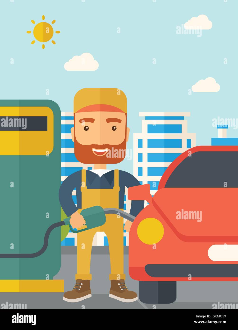 Gasoline boy filling up fuel Stock Vector Image & Art - Alamy