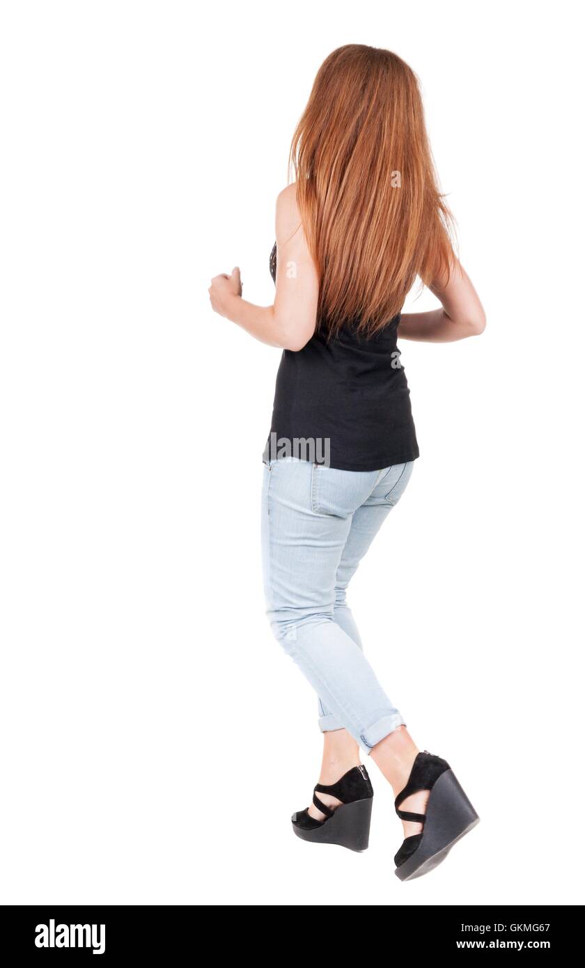 back view of running woman Stock Photo - Alamy