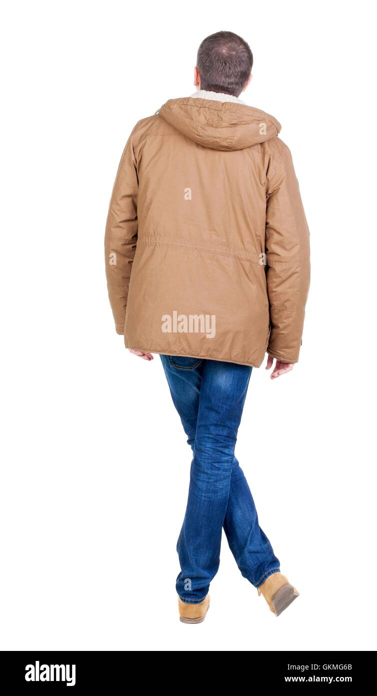 Back view of handsome man in winter jacket looking up Stock Photo - Alamy