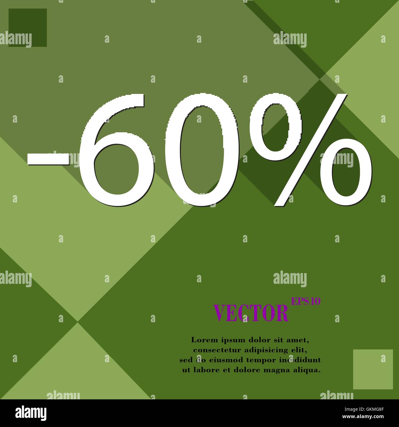 60 percent discount icon symbol Flat modern web design with long shadow ...