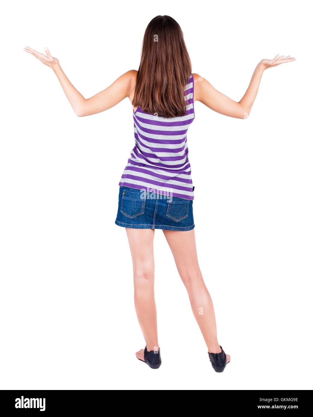 back view of surprised beautiful brunette young woman Stock Photo - Alamy