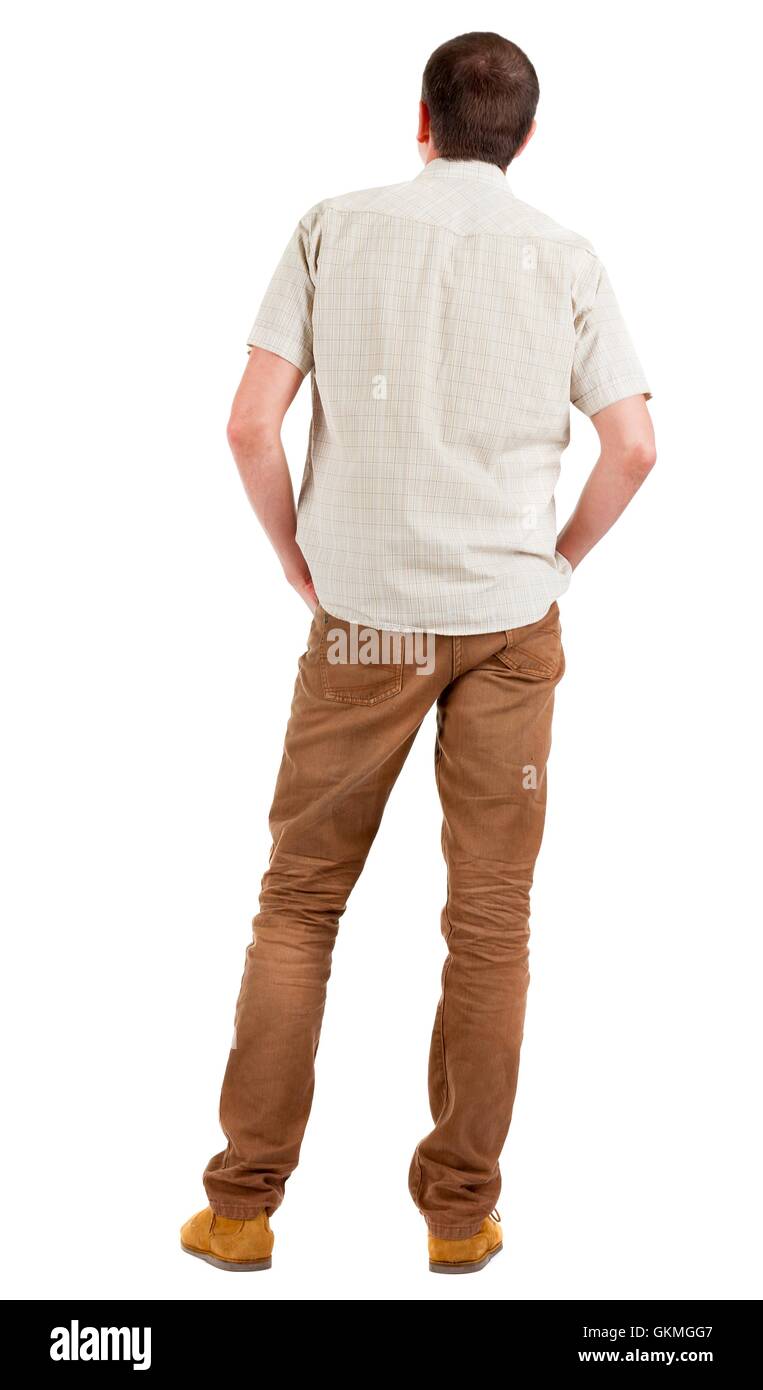 Back view of handsome man in shirt looking up Stock Photo - Alamy