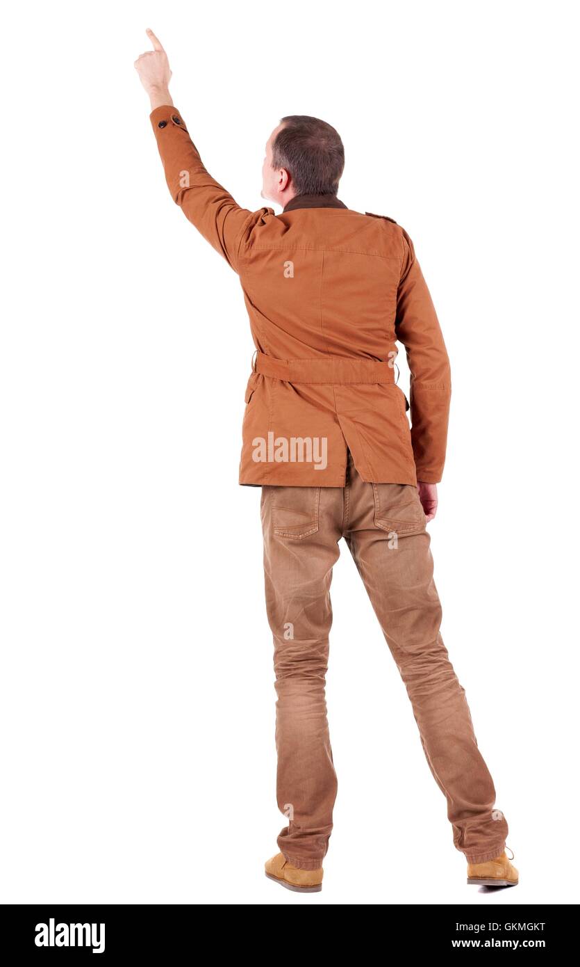 Man in brown jacket pointing hi-res stock photography and images - Alamy