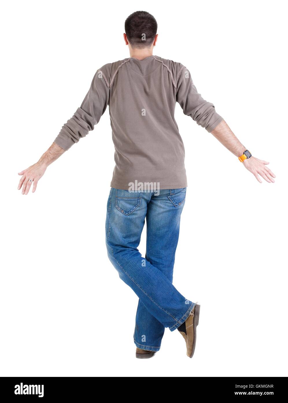 Balancing young man . Rear view Stock Photo - Alamy Balancing young man . Rear view Stock Photo - Alamy