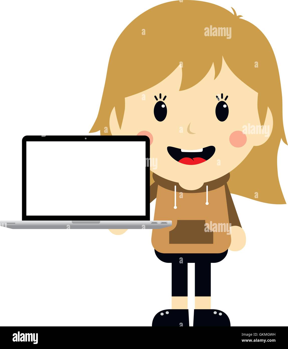 cute girl with laptop cartoon character Stock Vector Image & Art - Alamy