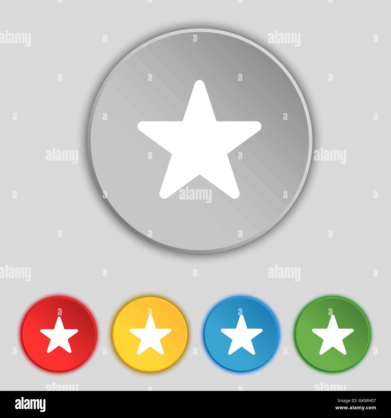 Favorite Star icon sign. Symbol on five flat buttons. Vector Stock ...