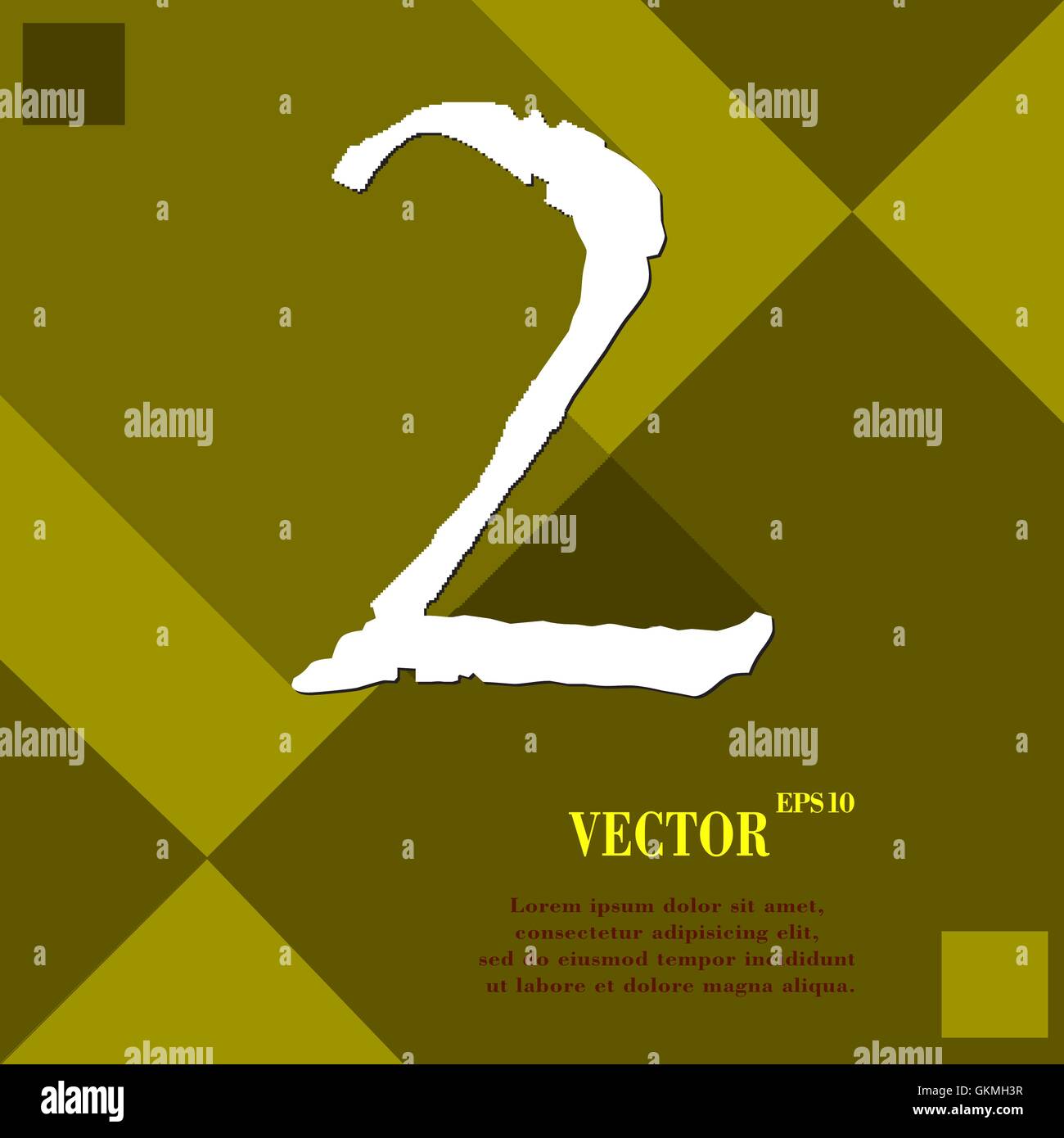 number two icon symbol Flat modern web design with long shadow and ...