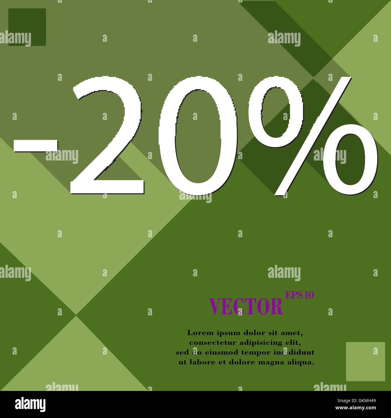 20 percent discount icon symbol Flat modern web design with long shadow ...