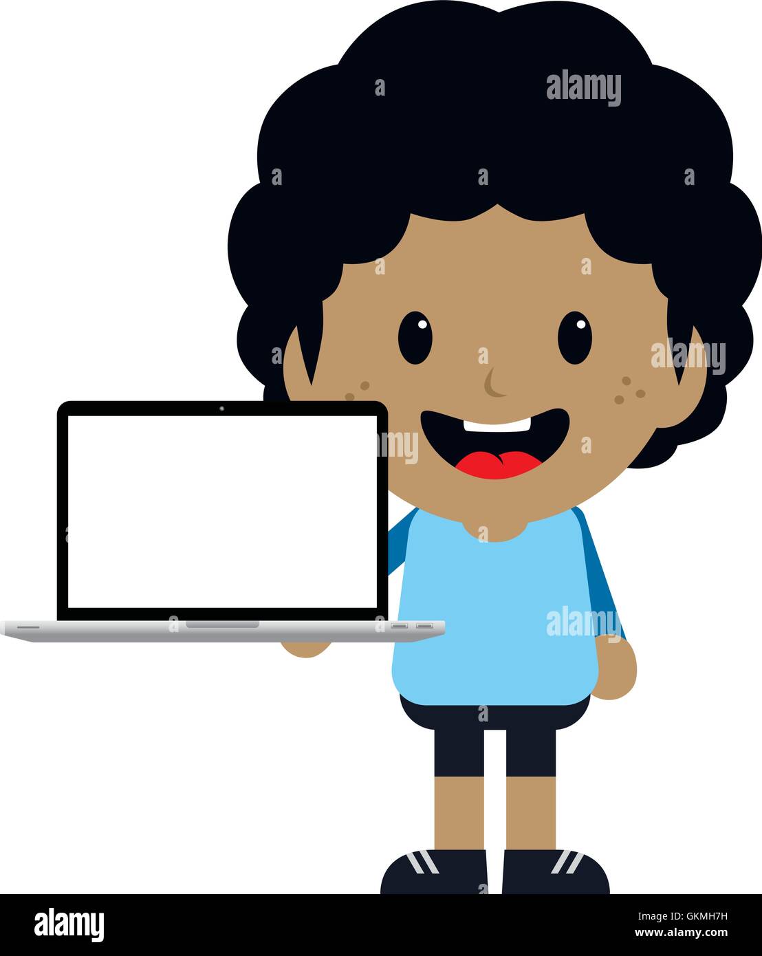 adorable boy with laptop cartoon character Stock Vector Image & Art - Alamy