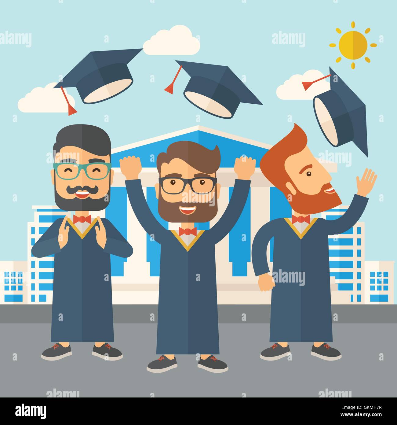 Three men throwing graduation cap Stock Vector Image & Art - Alamy