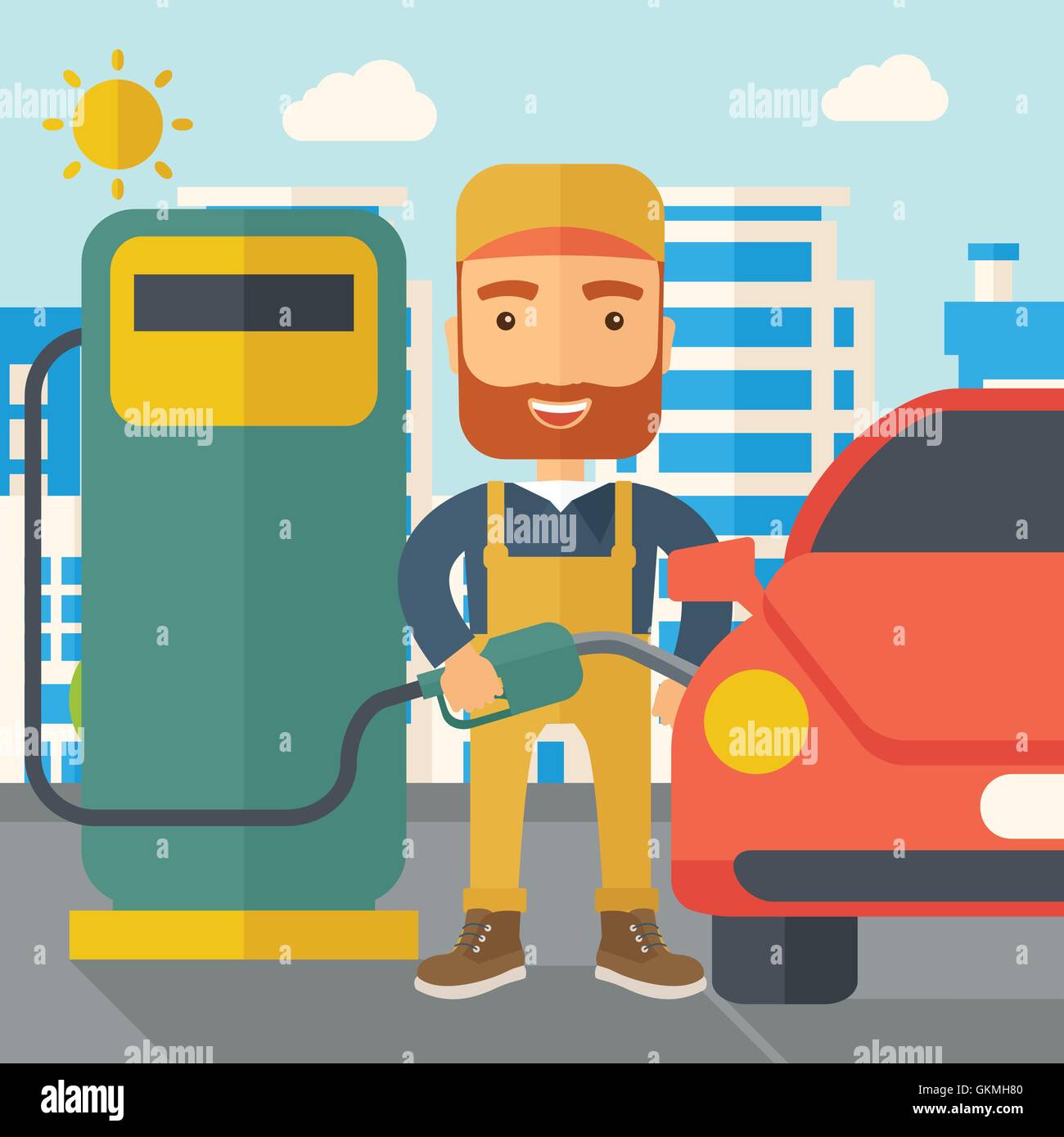 Man filling petrol tank Stock Vector Images - Alamy
