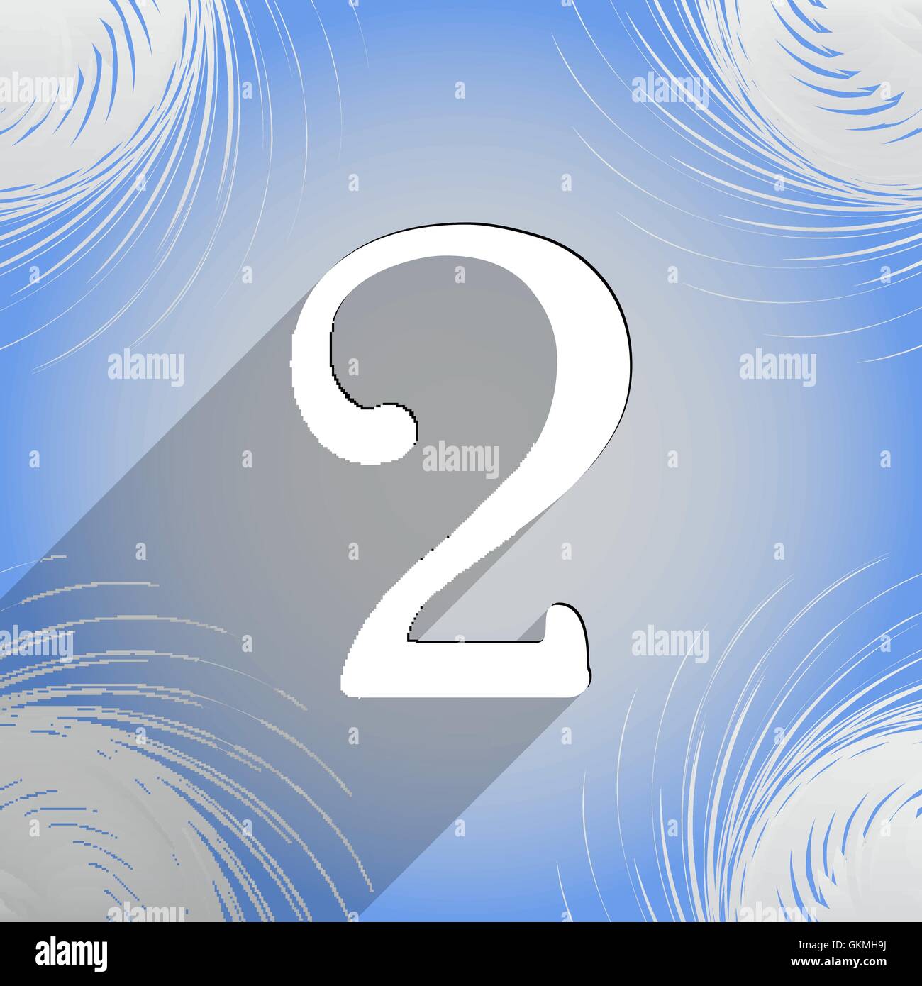 number two icon symbol Flat modern web design with long shadow and ...
