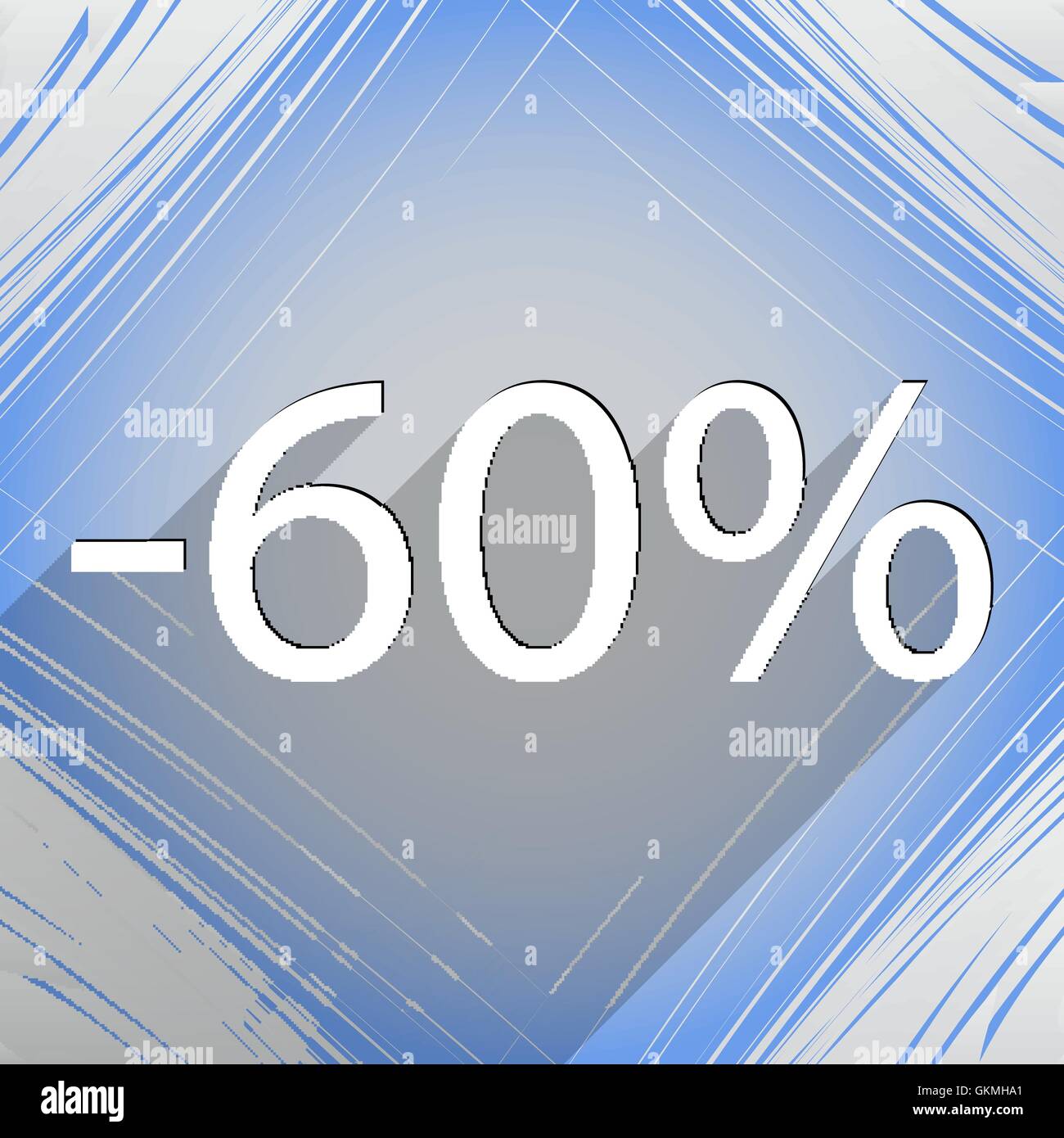 60 percent discount icon symbol Flat modern web design with long shadow ...