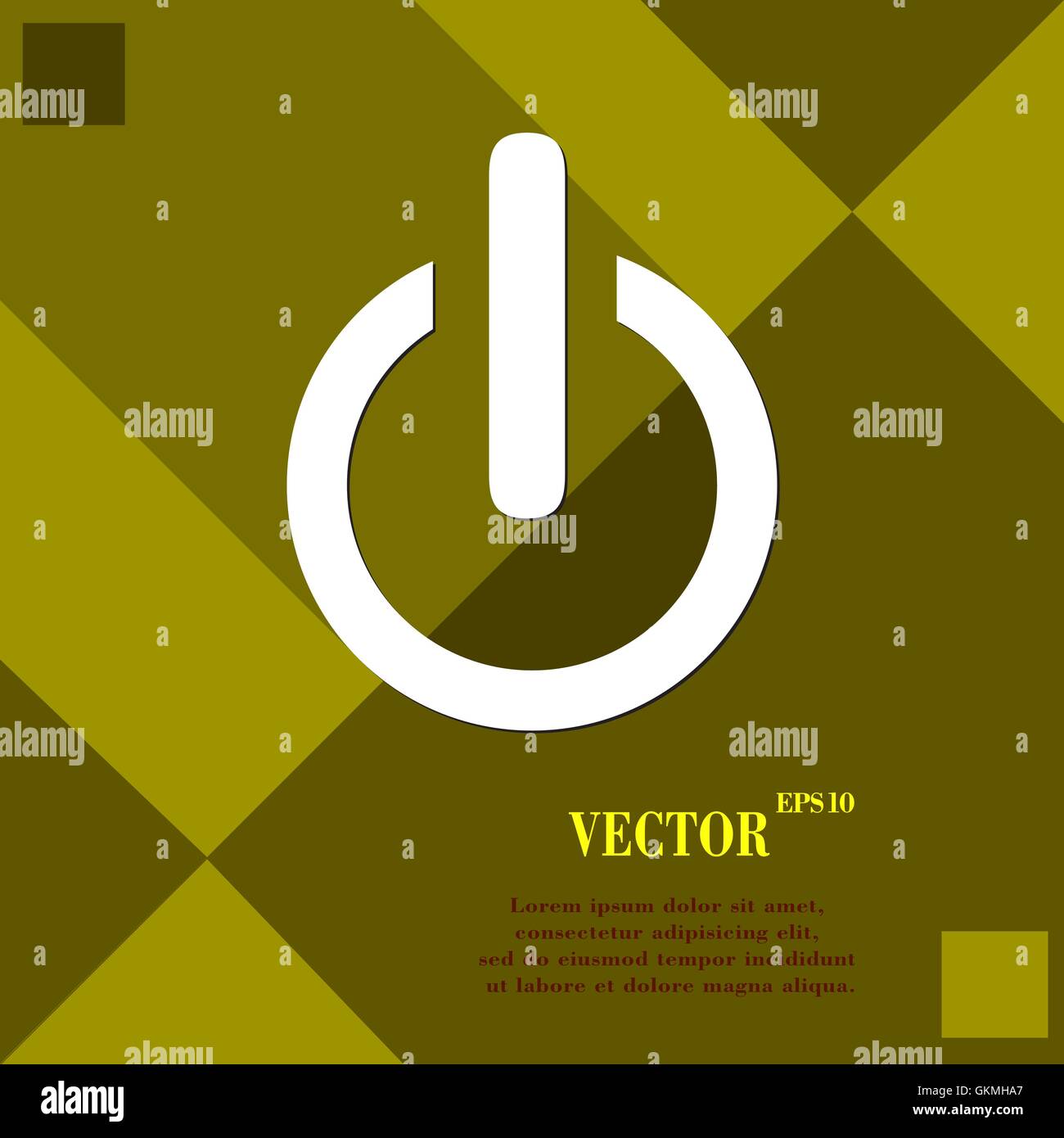 Power icon symbol Flat modern web design with long shadow and space for ...