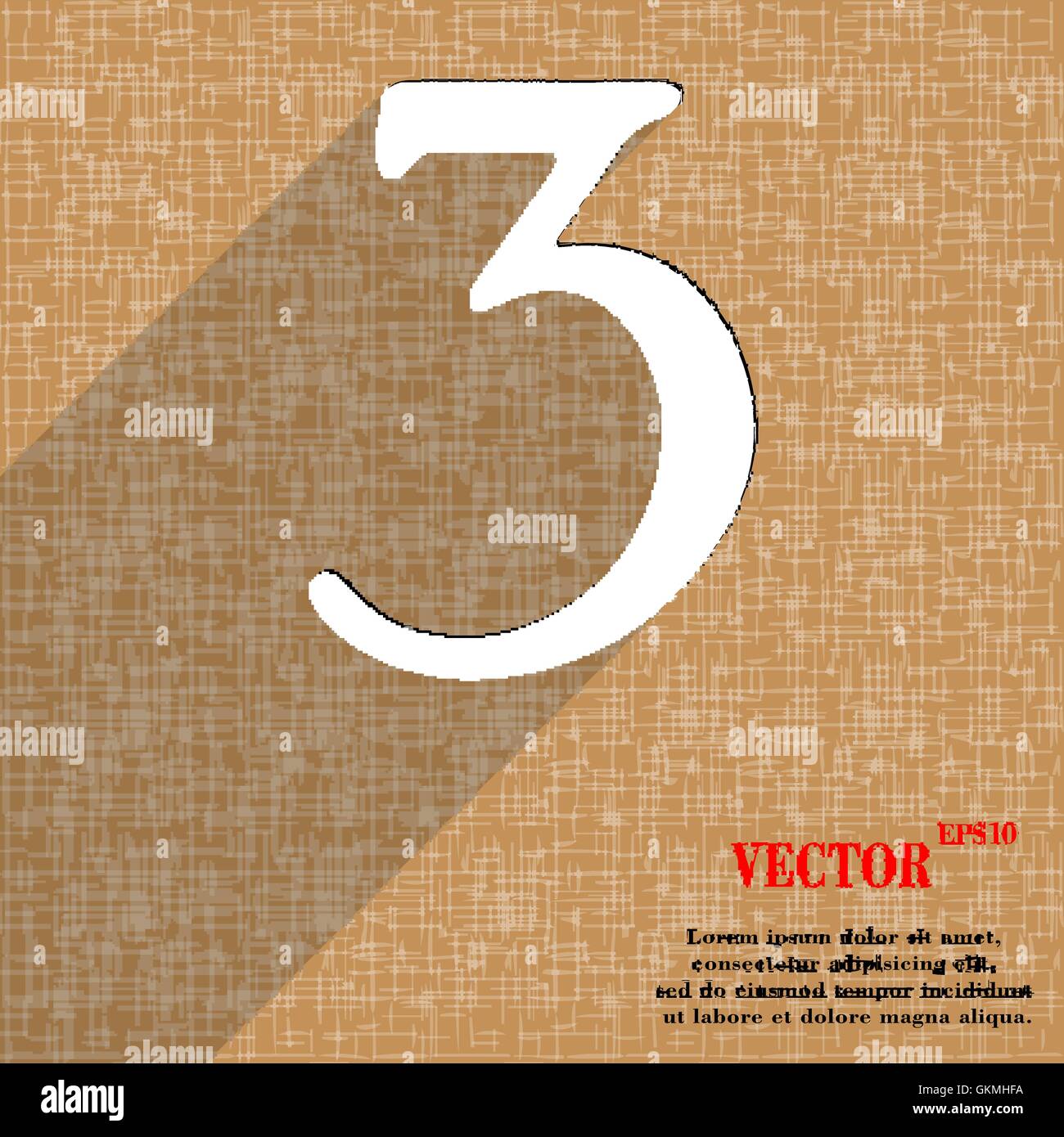 number three icon symbol Flat modern web design with long shadow and ...