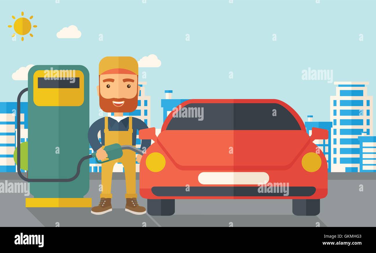 Gasoline boy filling up fuel Stock Vector Image & Art - Alamy