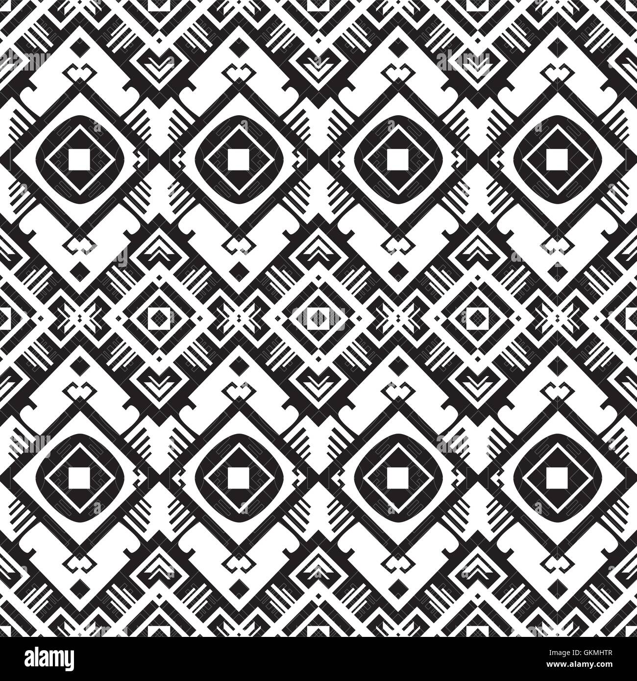 Vector black and white geometric seamless pattern Stock Vector Image ...