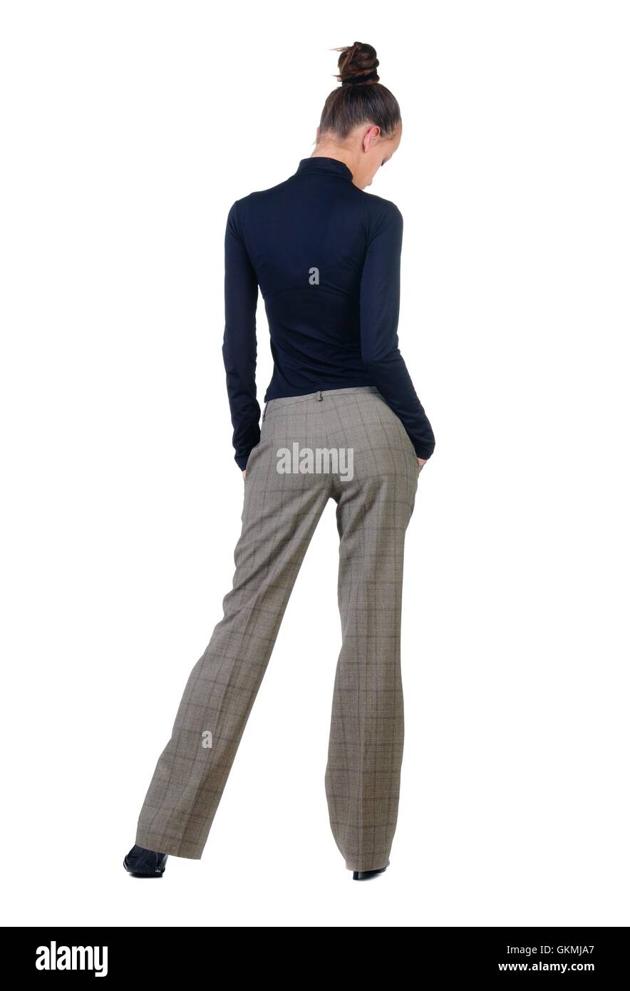 sad young woman. Rear view. isolated over white Stock Photo - Alamy