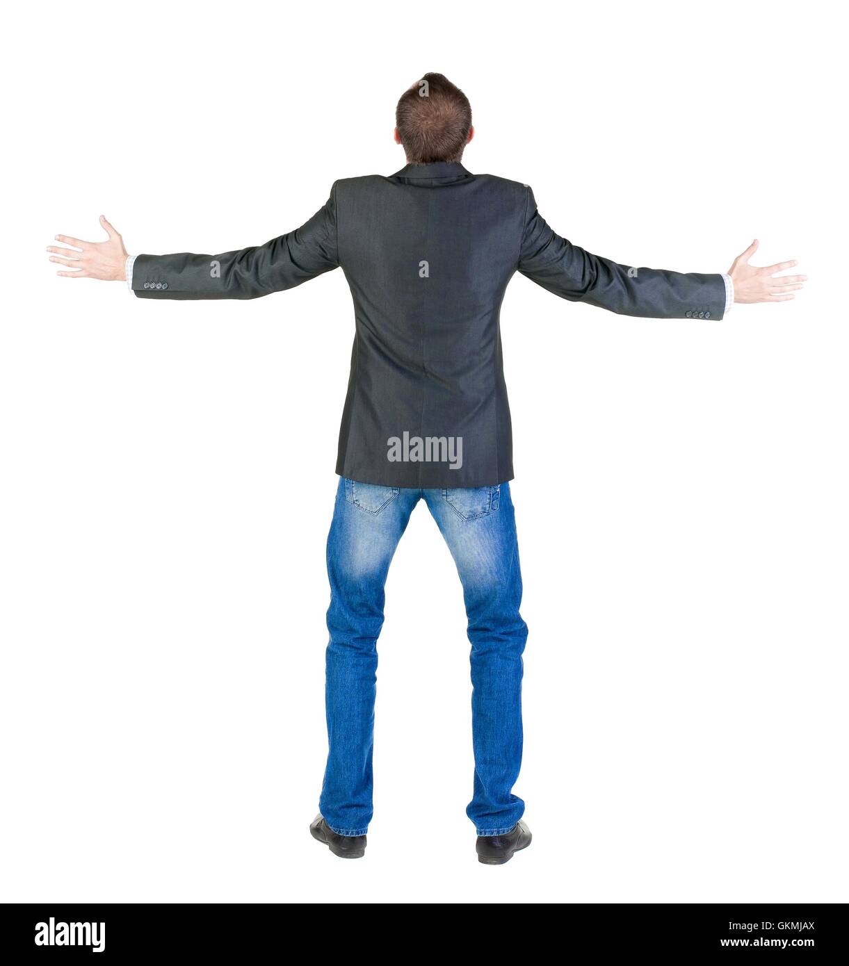 Back view of shocked and scared young business man Stock Photo - Alamy