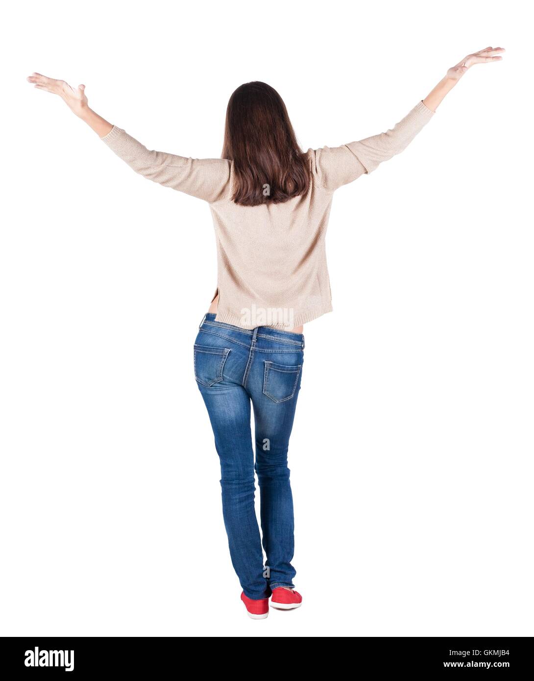 Back view dancing young beautiful Cut Out Stock Images & Pictures - Alamy