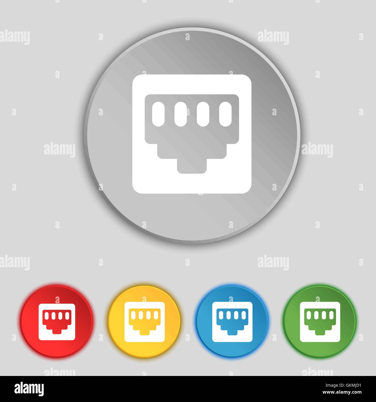 cable rj45, Patch Cord icon sign. Symbol on five flat buttons. Vector ...