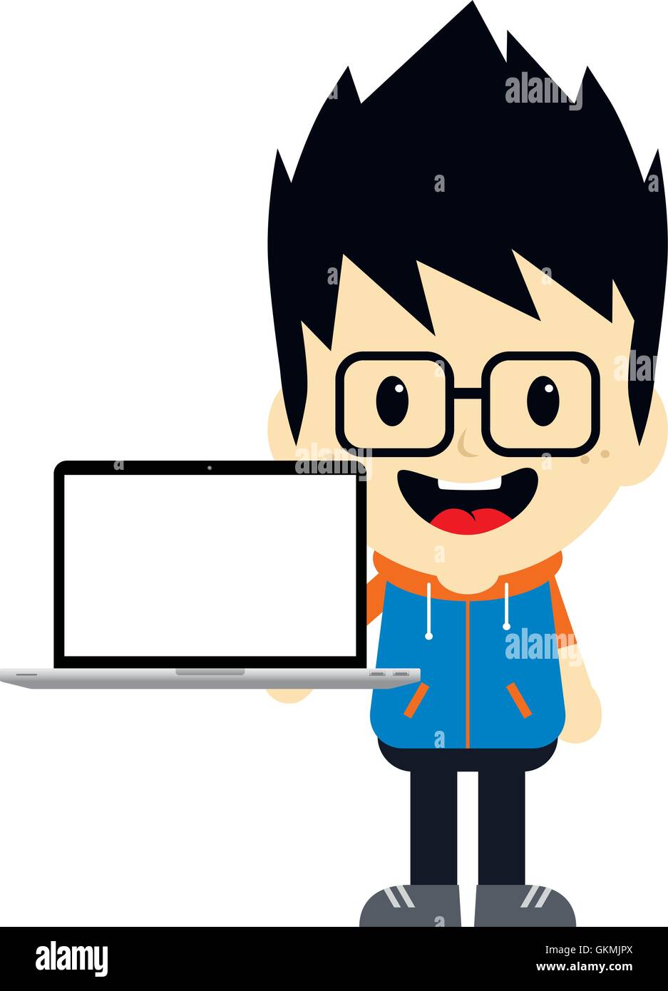Adorable boy laptop cartoon character hi-res stock photography and ...