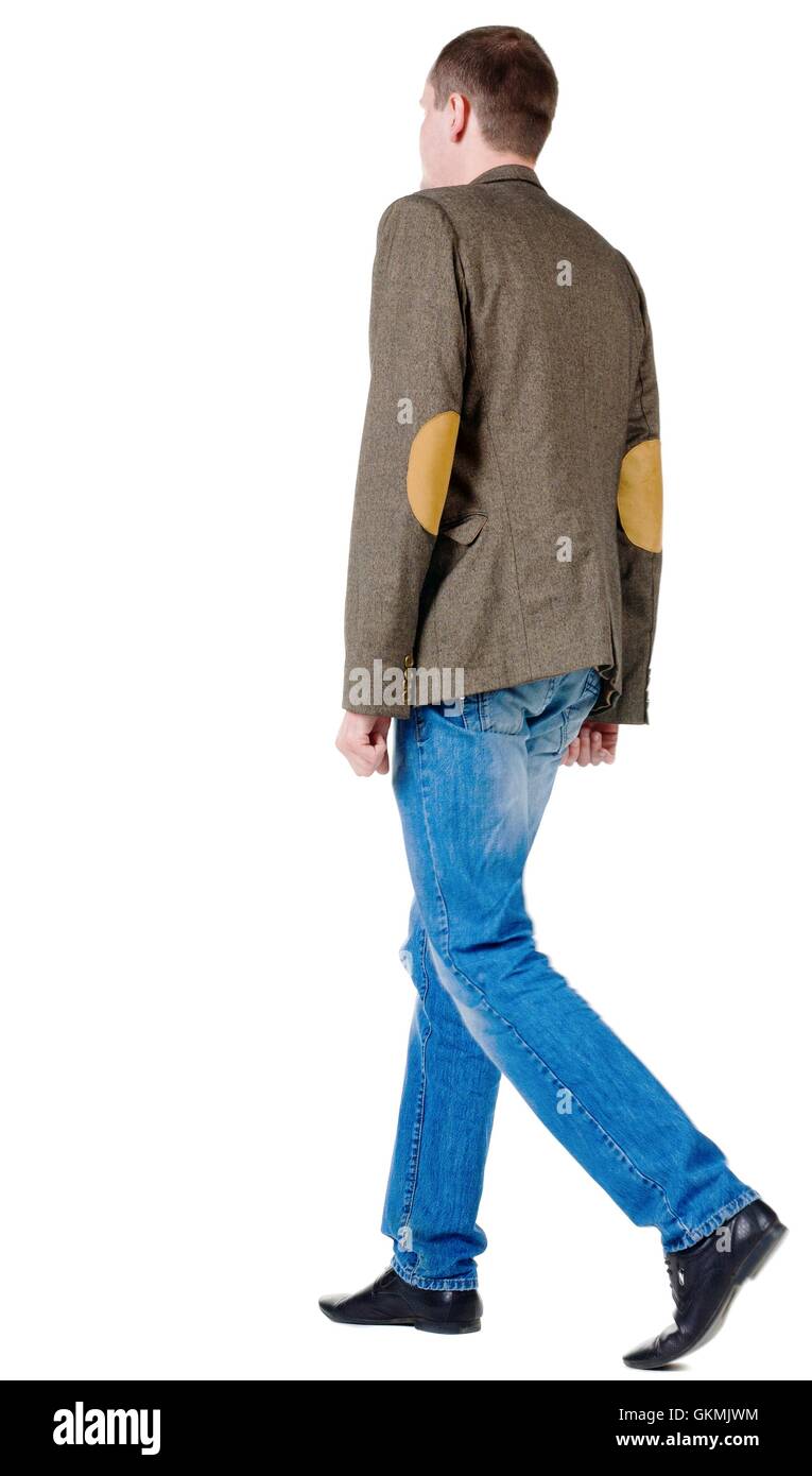 back view of going business man. guy in suit jacket in motion. Rear ...