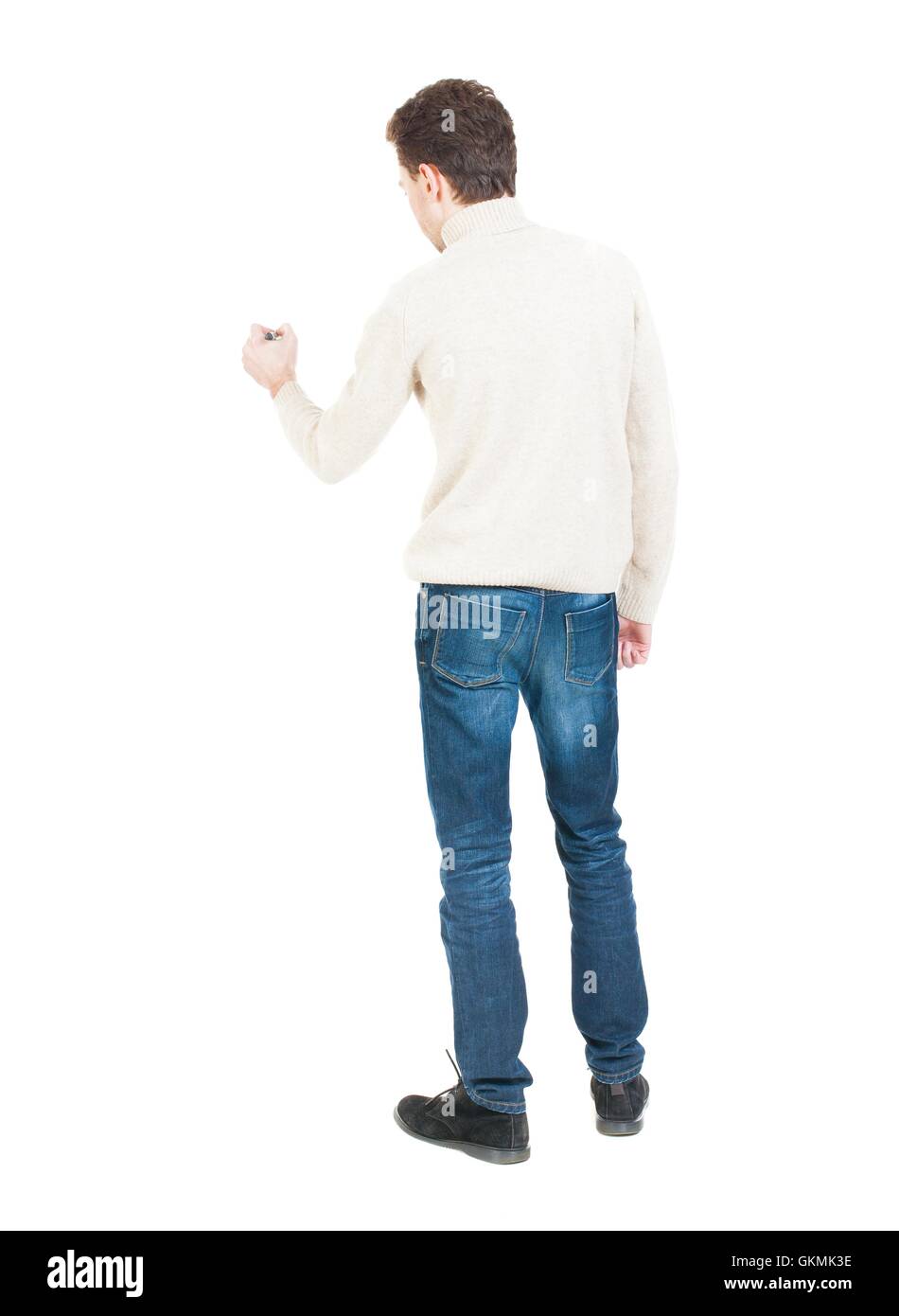 back view of writing man Stock Photo - Alamy