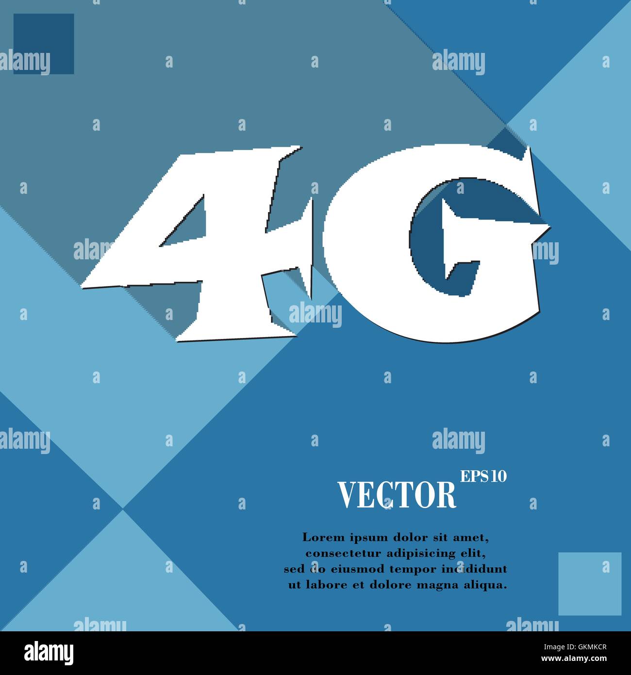 4G icon symbol Flat modern web design with long shadow and space for ...