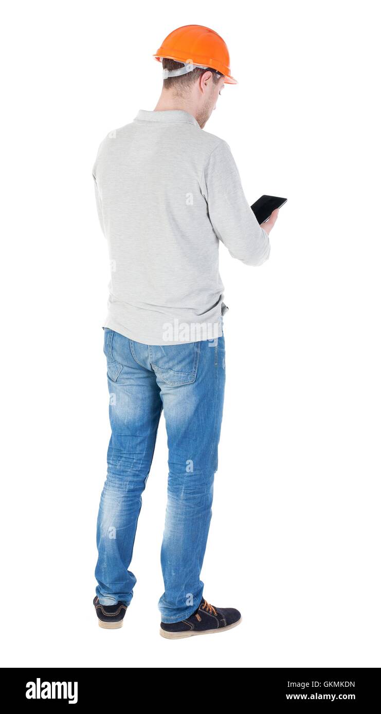 Engineer tablet rear view Cut Out Stock Images & Pictures - Alamy