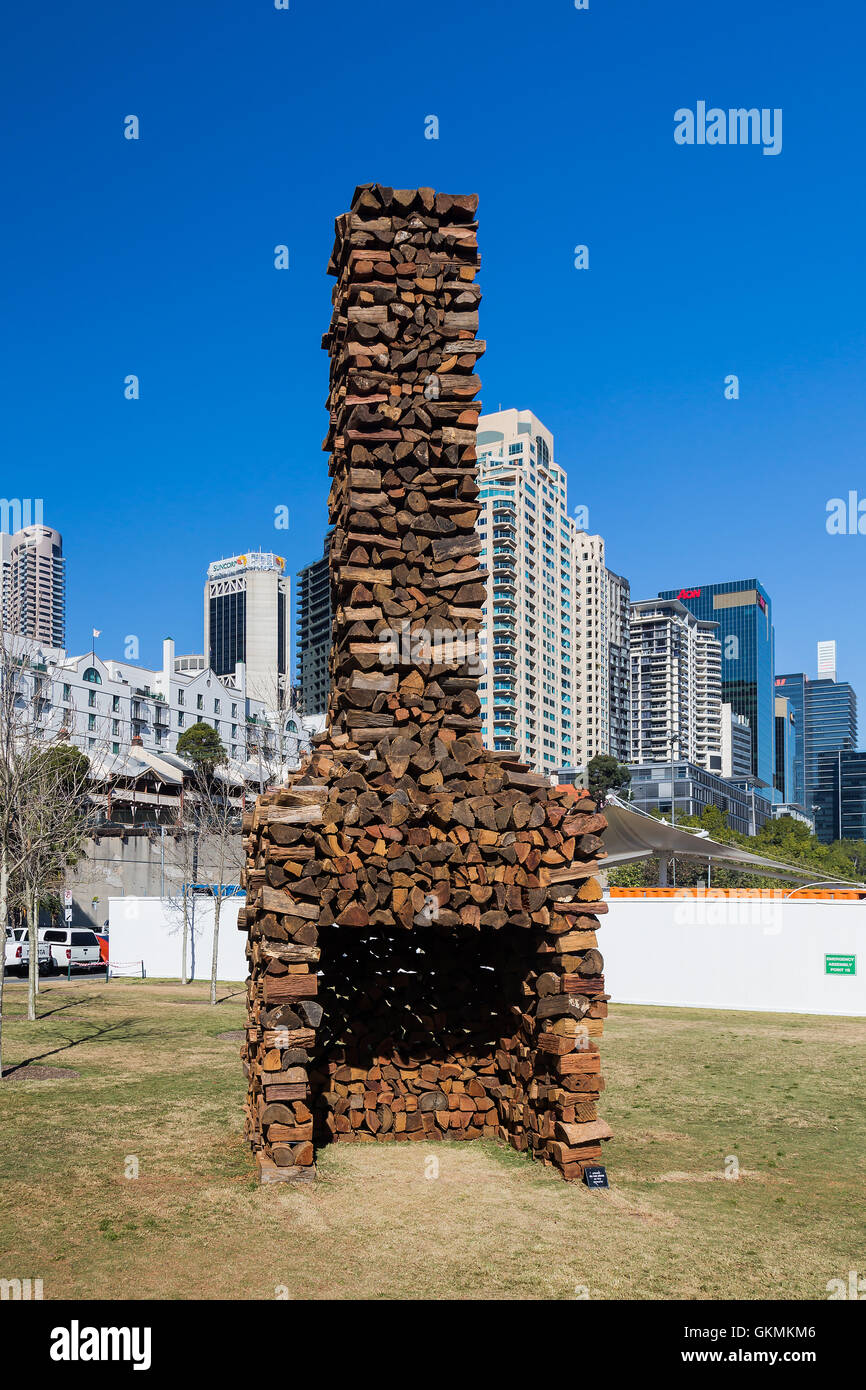 Sculpture at Barangaroo showing artwork titled Empirical View, 2016, a ...