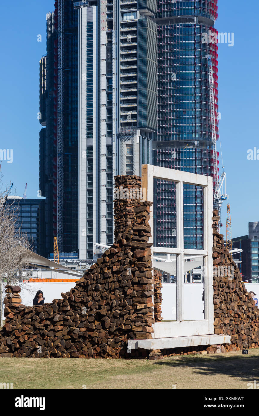 Sculpture at Barangaroo showing artwork titled Empirical View, 2016, a ...