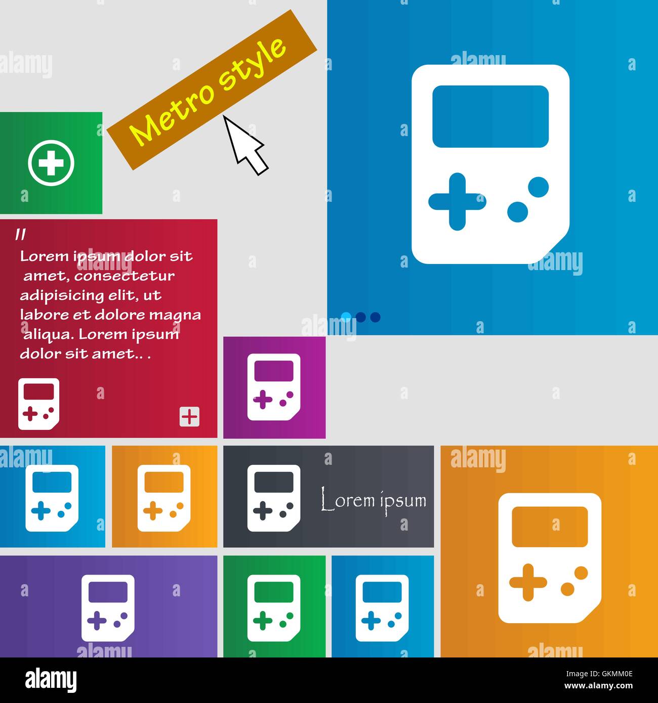 Tetris icon sign. Metro style buttons. Modern interface website buttons with cursor pointer ...