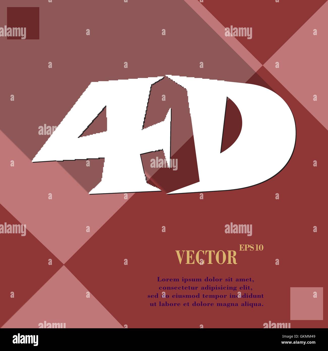 4D icon symbol Flat modern web design with long shadow and space for ...