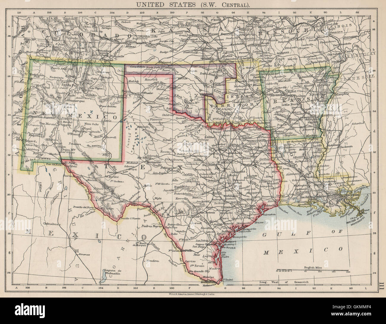 Texas oklahoma map hi-res stock photography and images - Alamy
