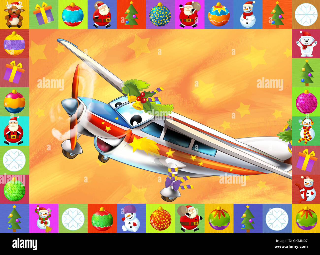 The happy christmas scene - with frame - christmas plane - vehicle ...