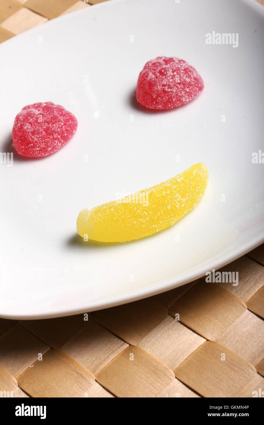 colorful fruit gums smiley Stock Photo - Alamy