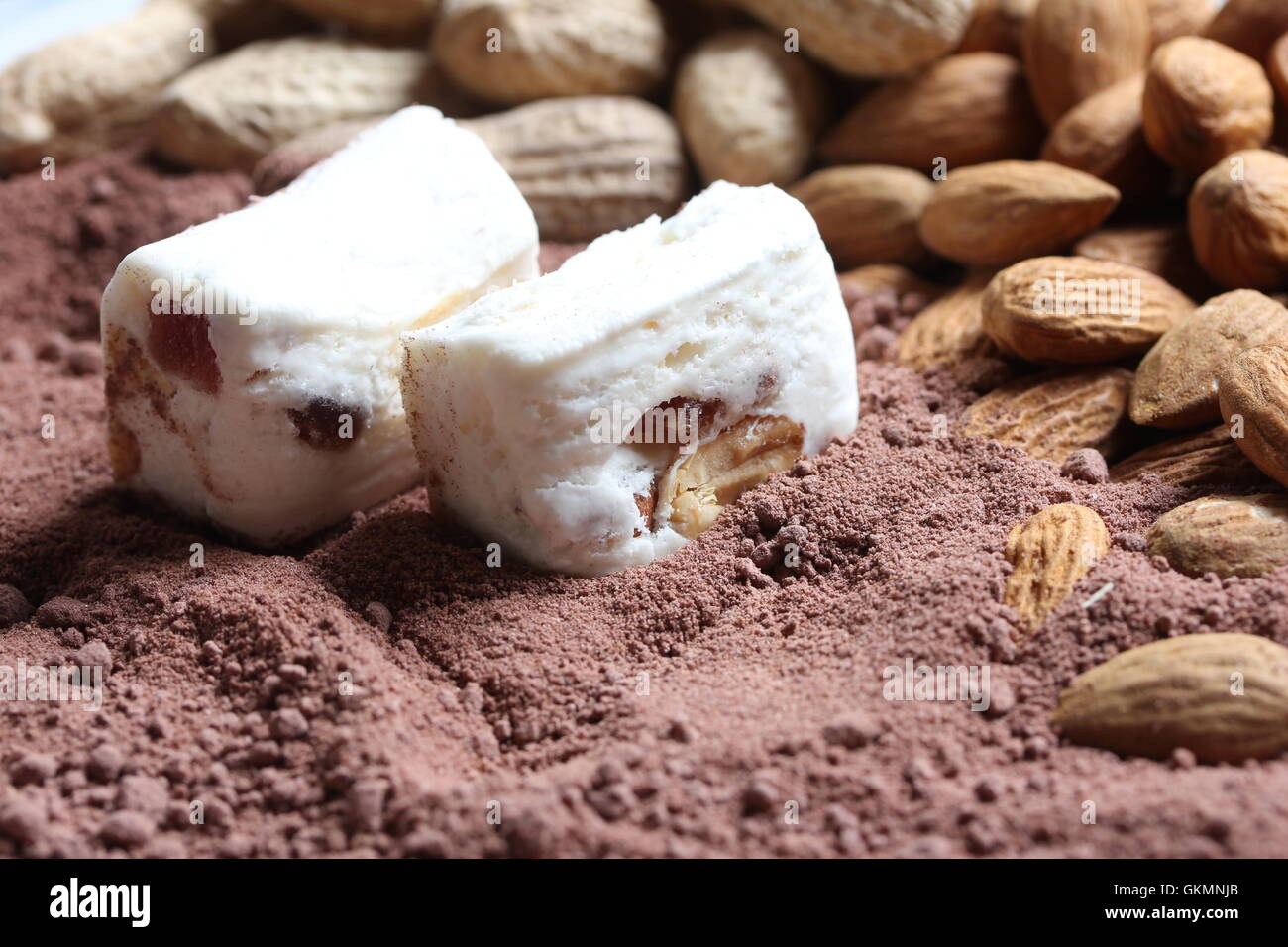 white nougat in cacao Stock Photo - Alamy