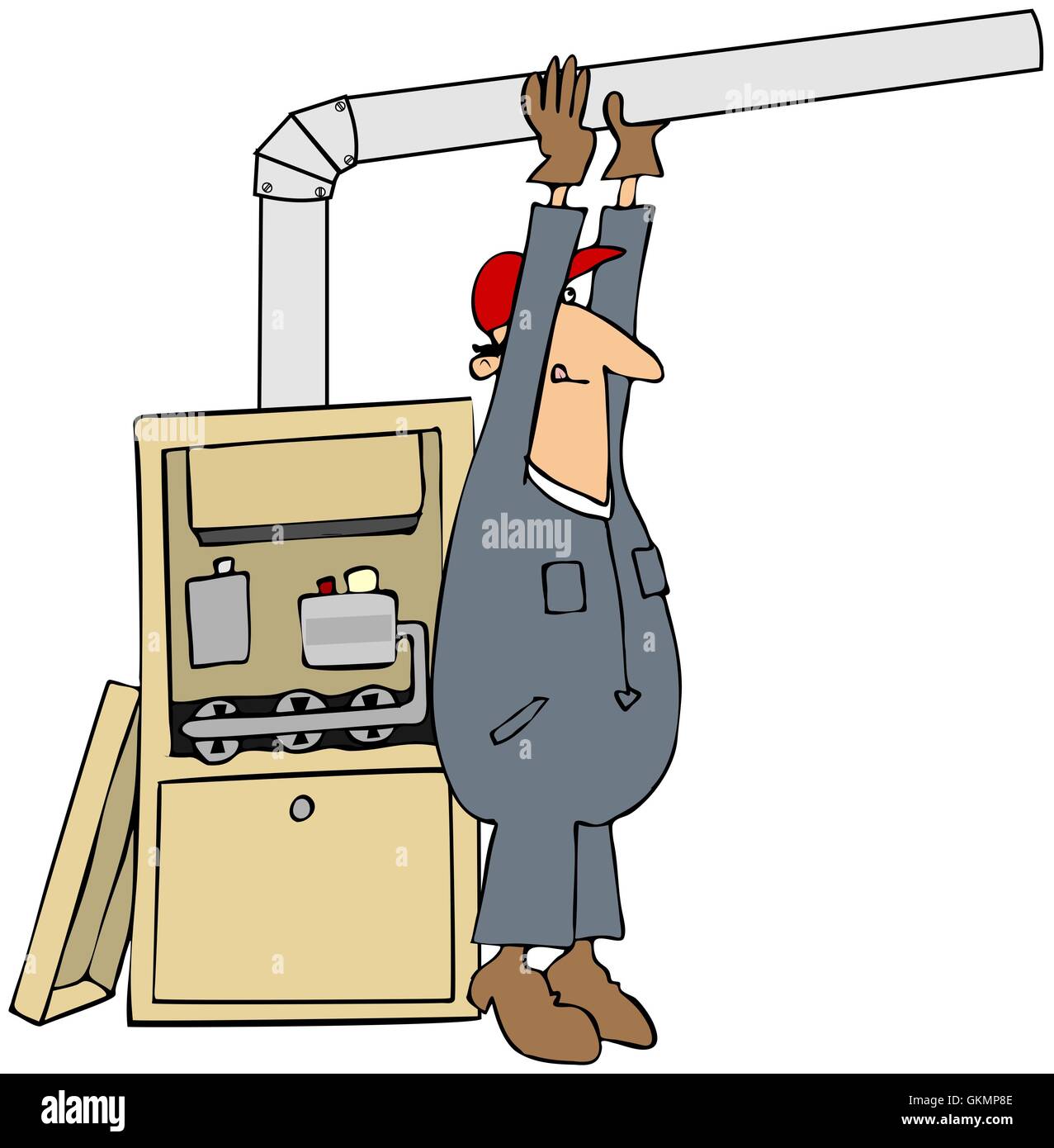 Man Installing A Furnace Stock Photo - Alamy
