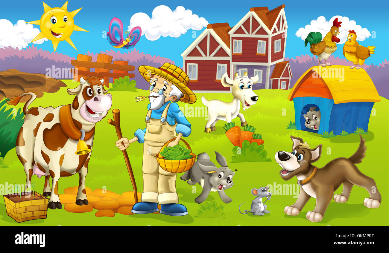 Happy farmer tractor cartoon hi-res stock photography and images - Alamy