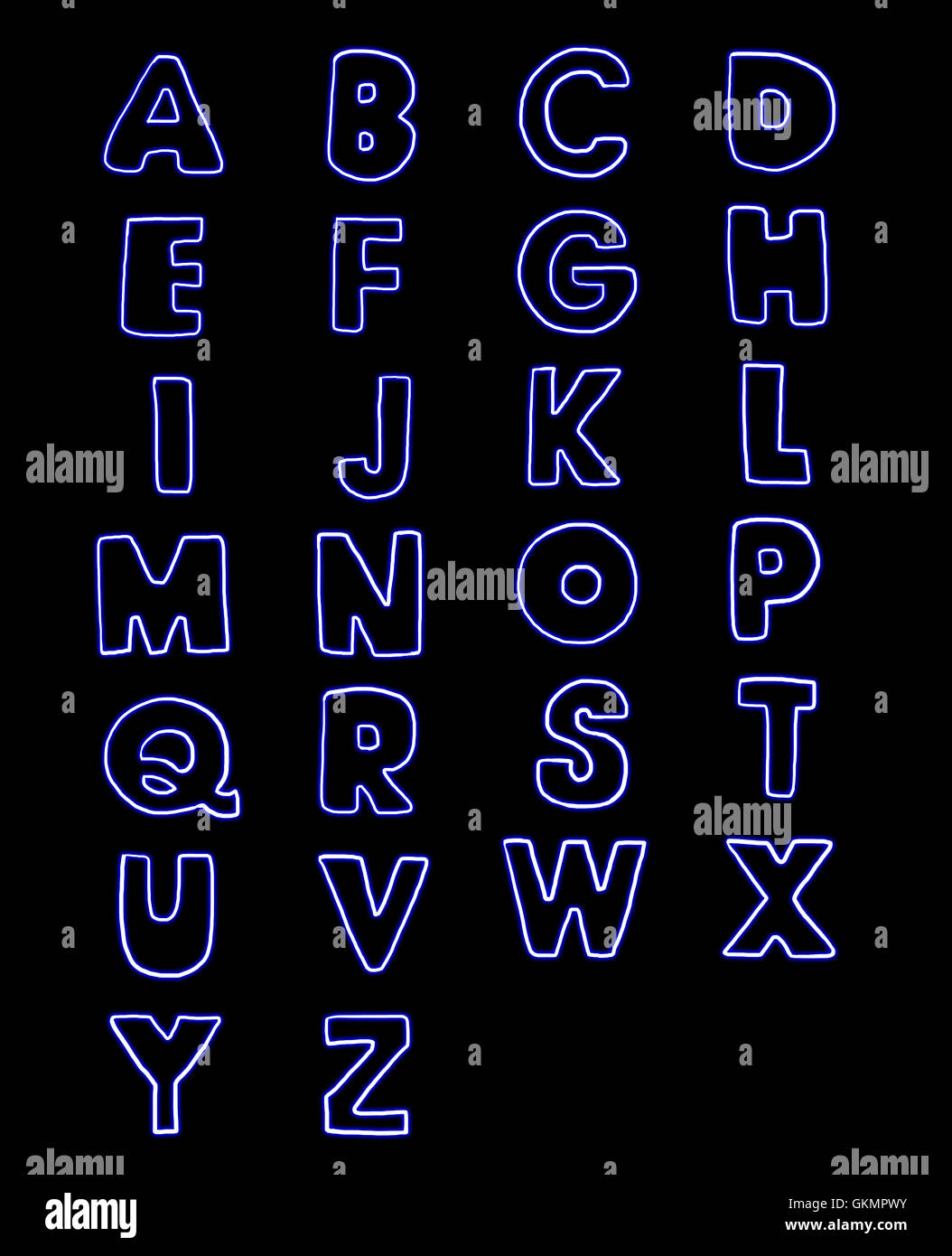 blue font laser light alphabet a-z Stock Photo - Alamy