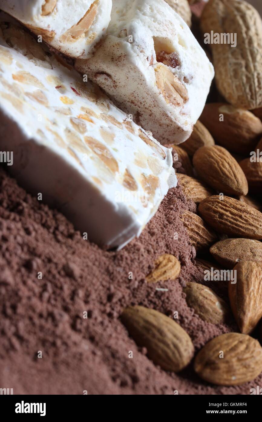 white nougat in cacao Stock Photo - Alamy