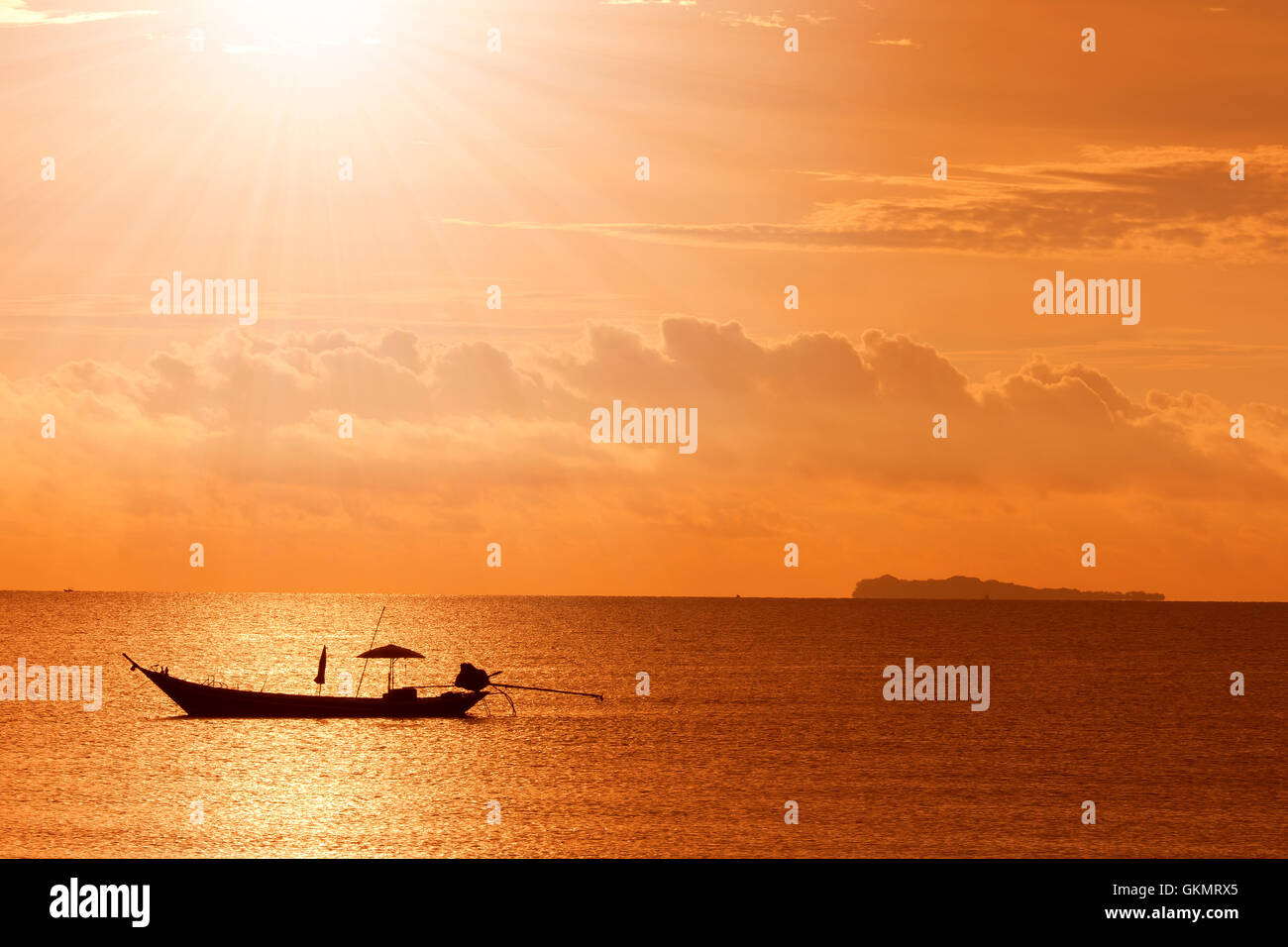 a boat with sunset Stock Photo - Alamy