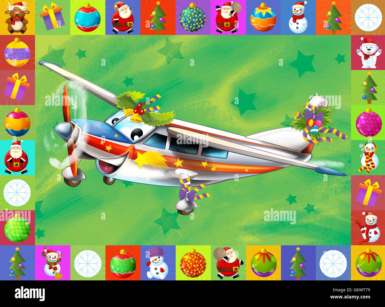 The happy christmas scene - with frame - christmas plane - vehicle ...